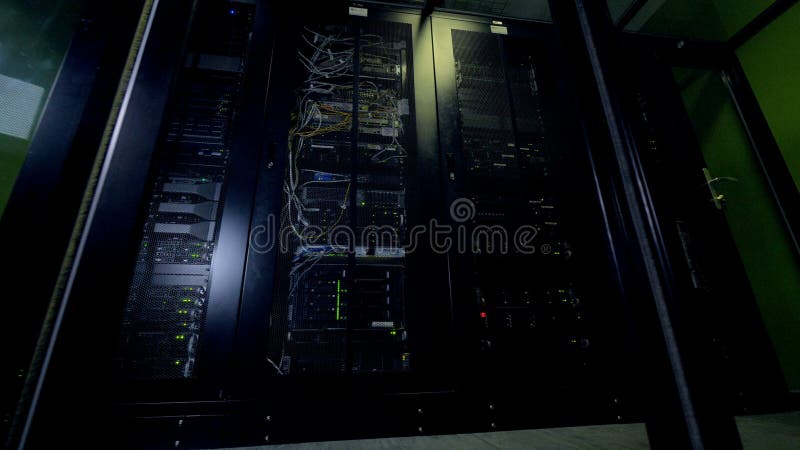 Servers Racks Walkthrough in Modern Data Center Stock Footage - Video ...