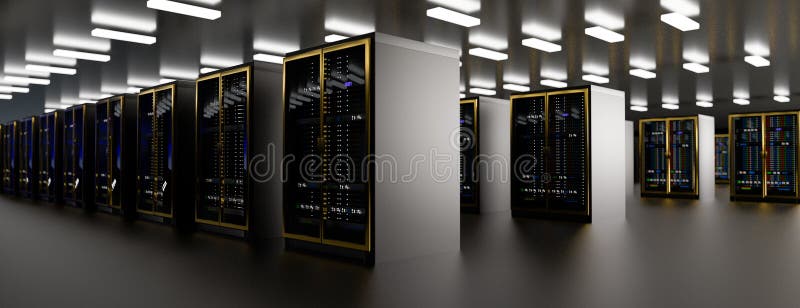 Server Room Data Center. Rackmount LED Console. Backup, Mining, Hosting, Mainframe, Farm and ...