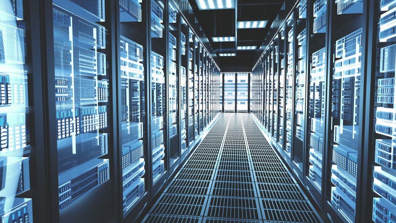 Modern Data Center Showcasing Cloud Computing Technology With