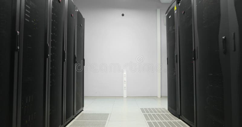 Servers Racks Walkthrough in Modern Data Center Stock Footage - Video ...