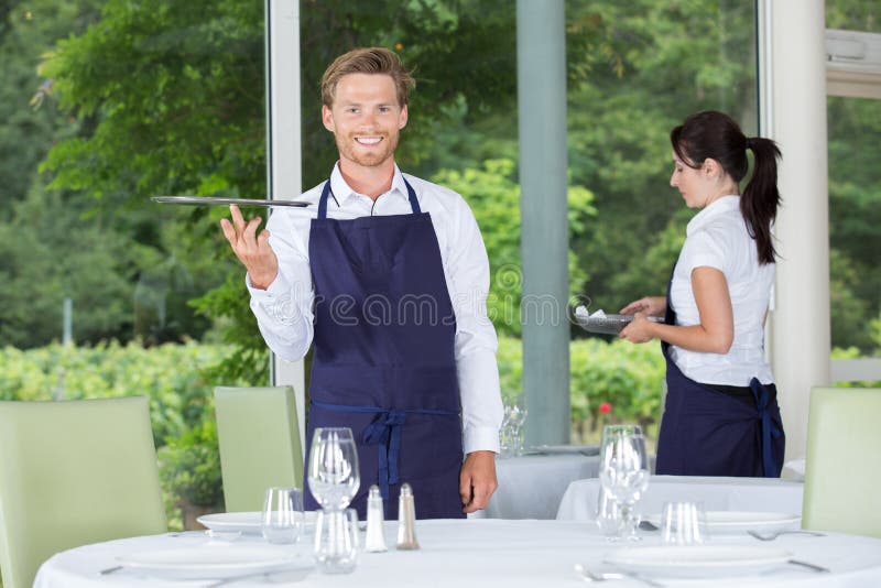 Servers in the restaurant stock photo. Image of butler - 152586014