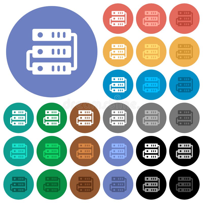 Servers Round Flat Multi Colored Icons Stock Vector - Illustration of ...