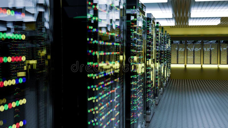 Servers. Server Room Data Center. Backup, Hosting, Mainframe, Farm and Computer Rack with ...