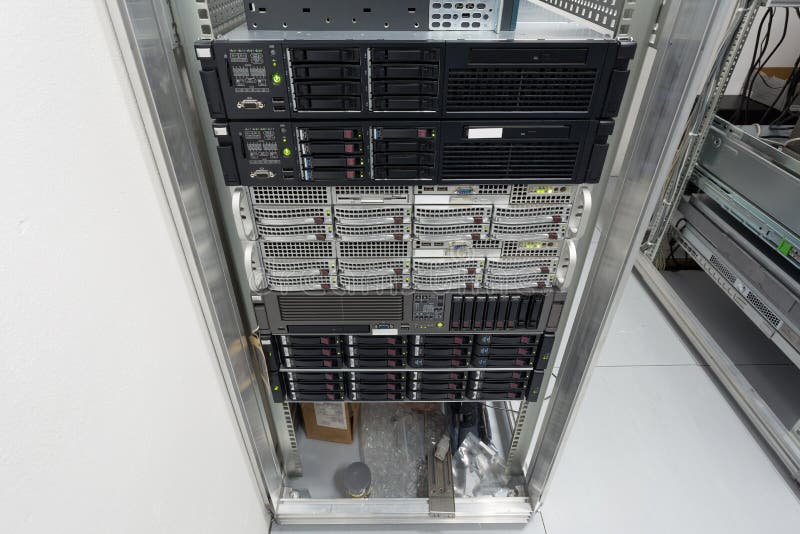 Servers Stack with Hard Drives in a Datacenter Stock Image - Image of ...