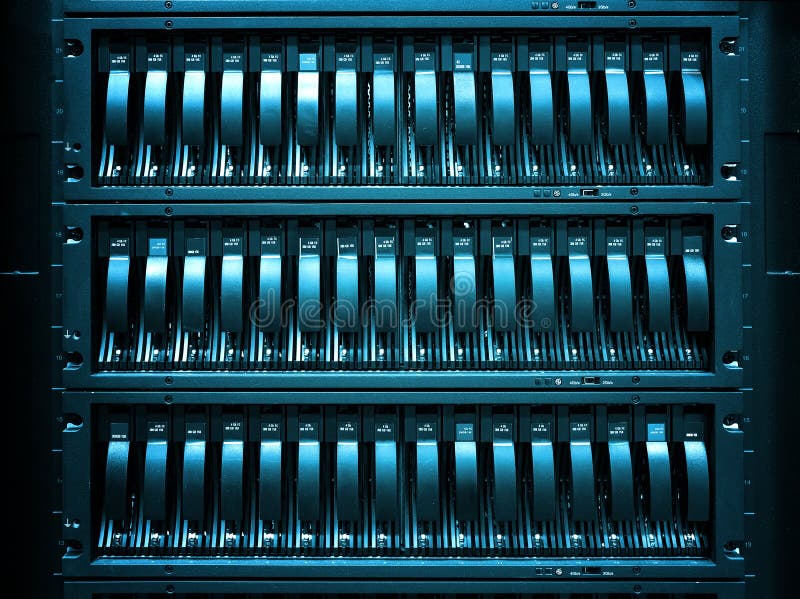 Servers Stack with Hard Drives in a Datacenter Stock Image - Image of ...