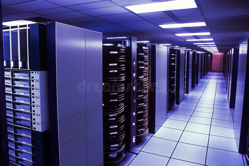 Servers in Storage Cabinets in Data Center, Large Electronic Databases ...