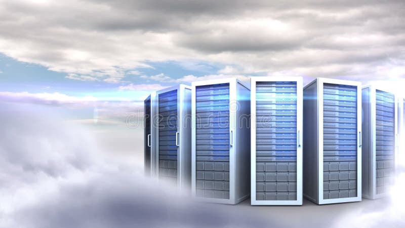 Server Towers And Illustration Of Cloud Network Stock Footage - Video ...