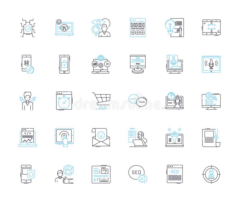 Service Advertising Linear Icons Set. Promote, Awareness, Campaign ...