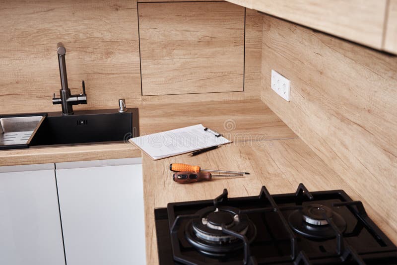 Signed Service Contract on the Table in the Kitchen Stock Image - Image ...