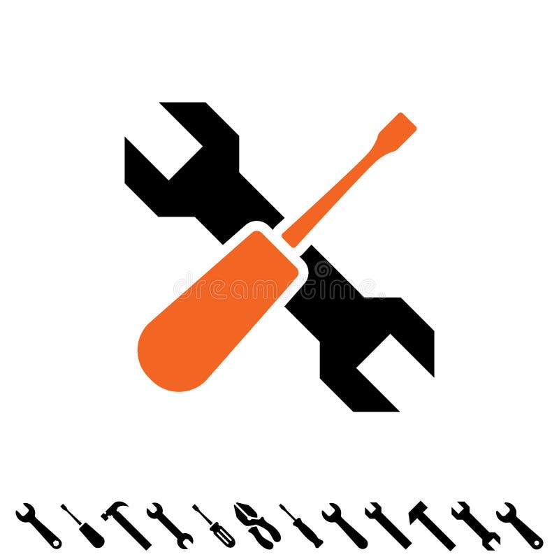Service Bearbetar Symboler Med Skruvmejsel Vektor Illustrationer ...