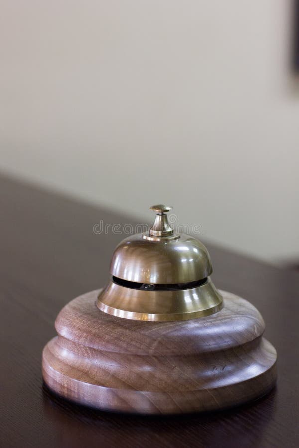 Service Bell in a Hotel Reception for Concierge Alarm on Desk. Stock ...