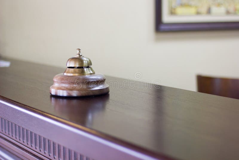 Service Bell in a Hotel Reception for Concierge Alarm on Desk. Stock ...