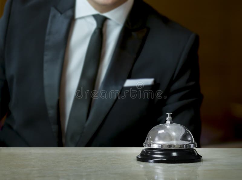 Service Bell and the Receptionist Stock Image - Image of hotel, service ...