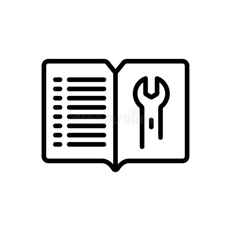 Black Line Icon for Service Book, Service and Guide Stock Vector ...
