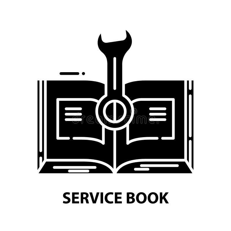 Service Book Icon, Black Vector Sign with Editable Strokes, Concept ...