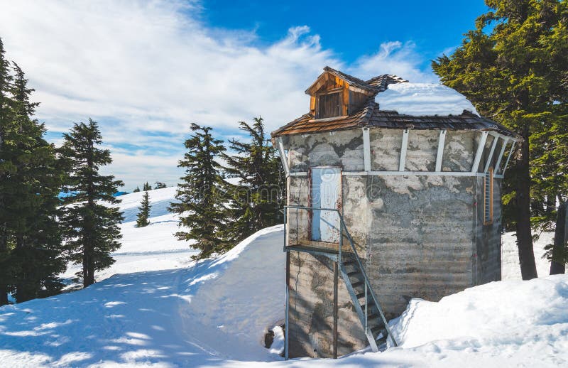 Service Building in the Ski Resort in Winter Stock Image - Image of ...