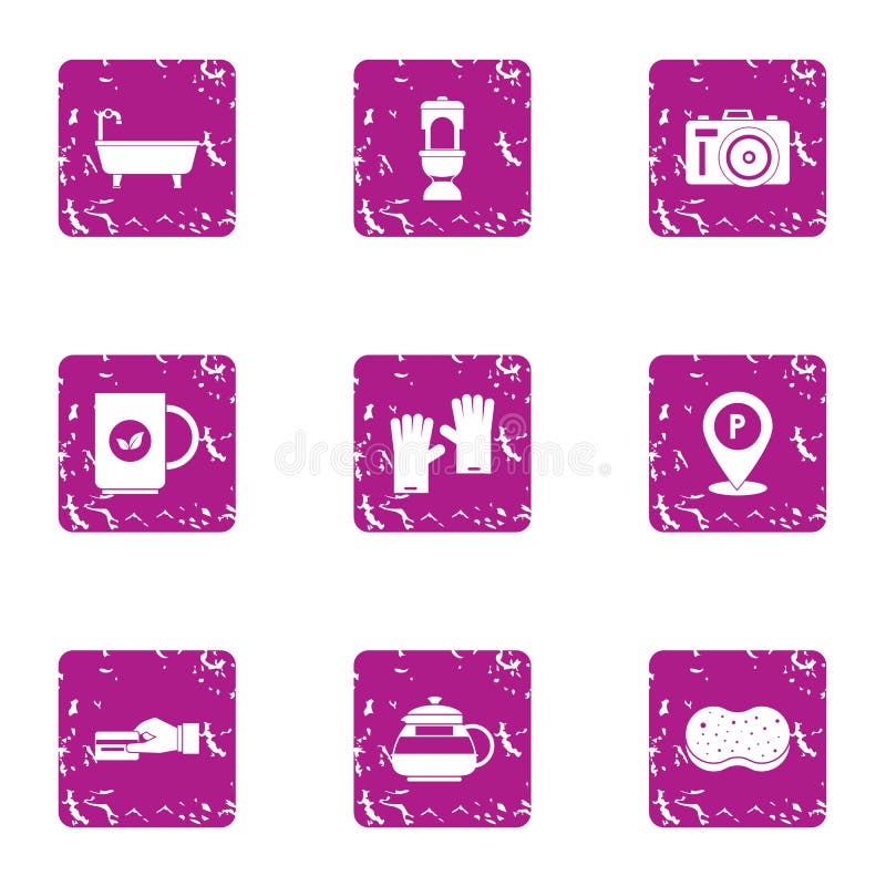 Service Charge Icons Set, Grunge Style Stock Illustration ...