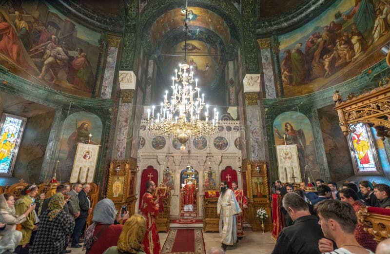 Service in the Church of an Orthodox Monastery in the Center of ...