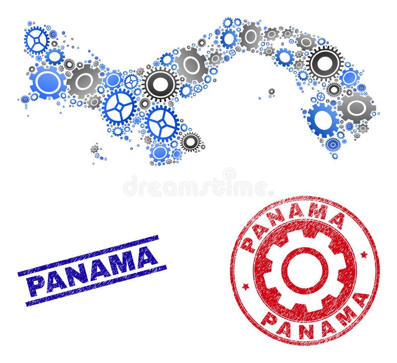 Service Collage Vector Panama Map and Grunge Stamps Stock Vector ...