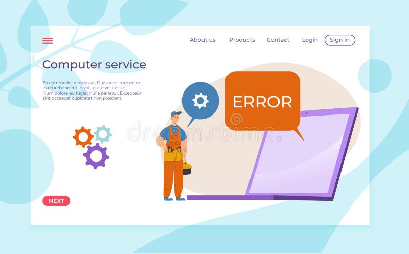 Service for Computer Maintenance, Website Page, Vector Illustration ...