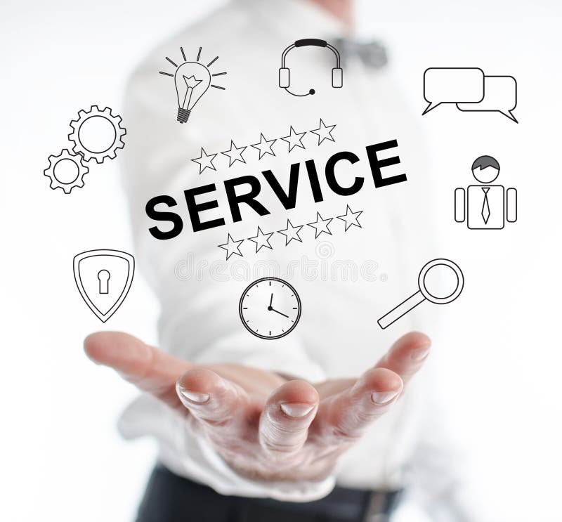 Service Concept Levitating Above a Hand Stock Photo - Image of symbol ...