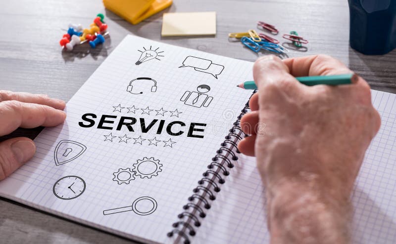 Service Concept on a Notepad Stock Image - Image of communication ...
