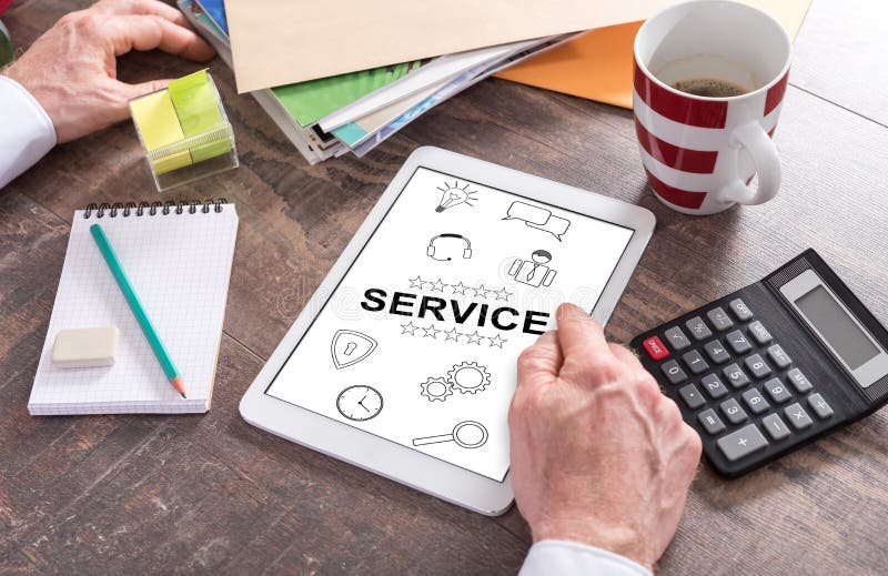 Service Concept on a Tablet Stock Photo - Image of solution ...