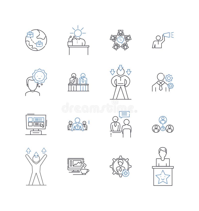 Service Counter Line Icons Collection. Assistance, Support, Help ...