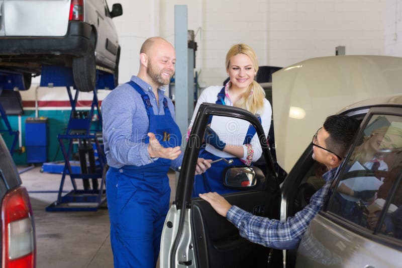 Service crew and driver stock image. Image of appraisal - 66900485