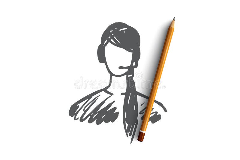 Service, Customer, Operator, Support, Help Concept. Hand Drawn Isolated ...