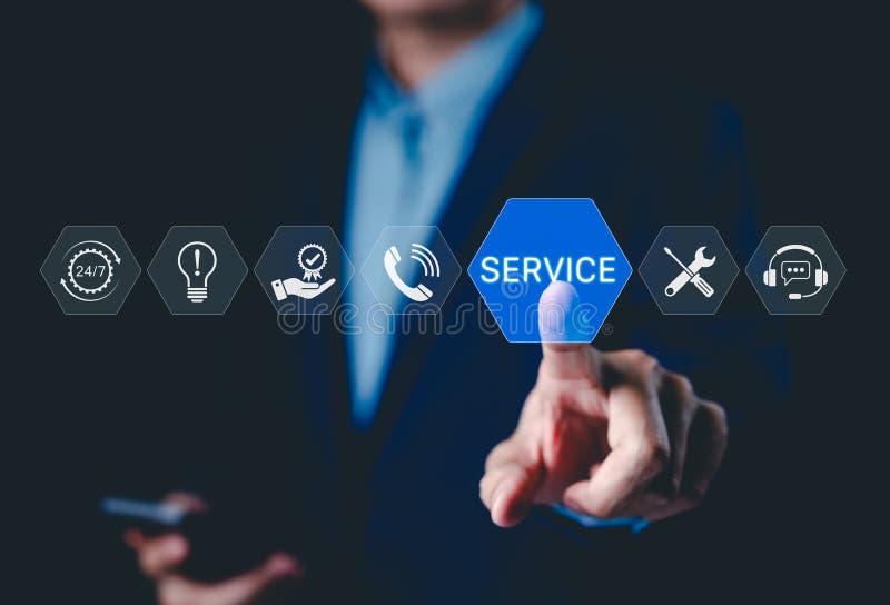 Service and Customer Support Concept. a Professional Pointing To a ...