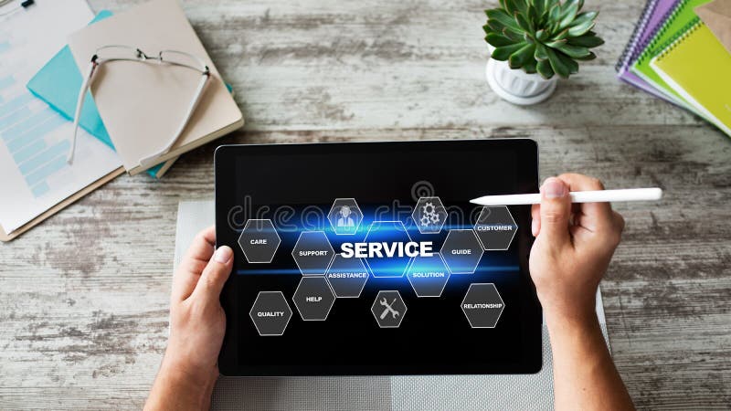 Service and Customers Support Business Concept on Device Screen. Stock ...