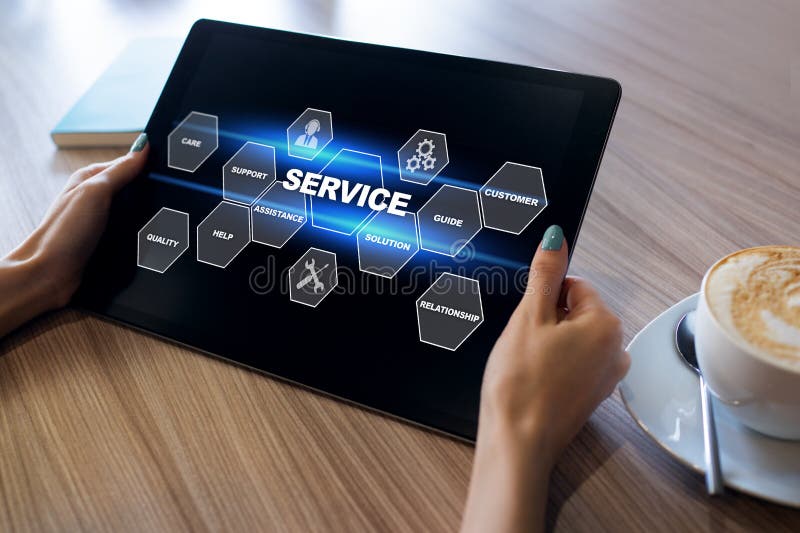 Service and Customers Support Business Concept on Device Screen. Stock ...