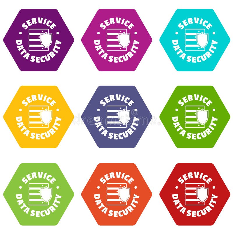 Service Data Security Icons Set 9 Vector Stock Vector - Illustration of ...