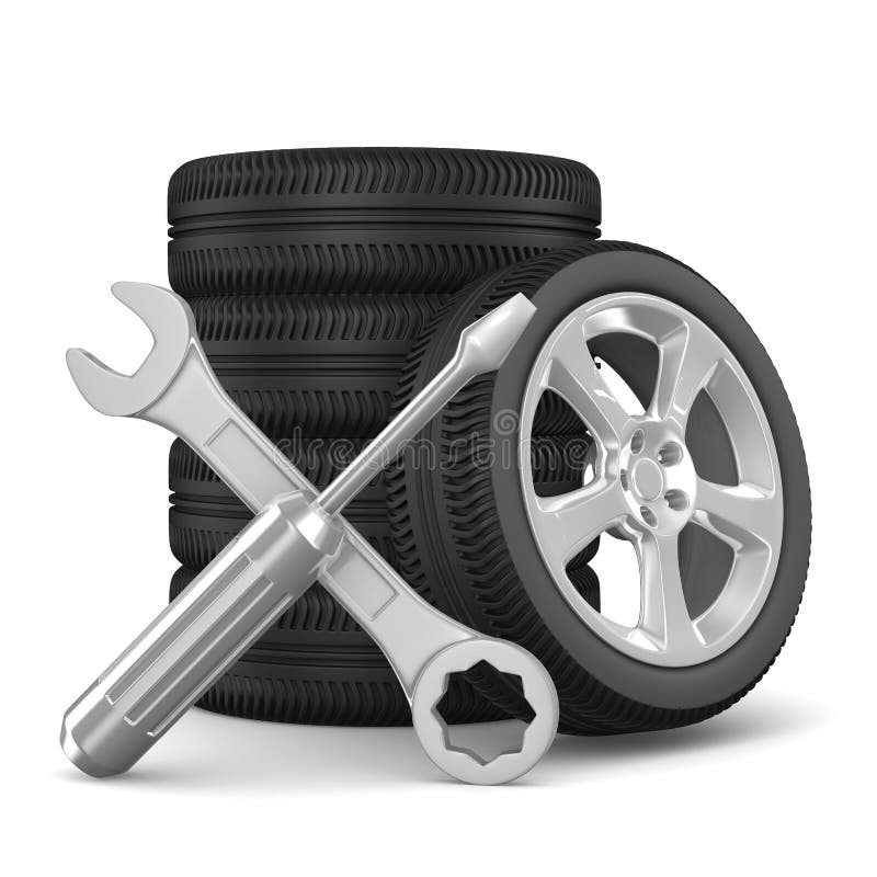 Réparations de pneu illustration de vecteur. Illustration du graphisme ...