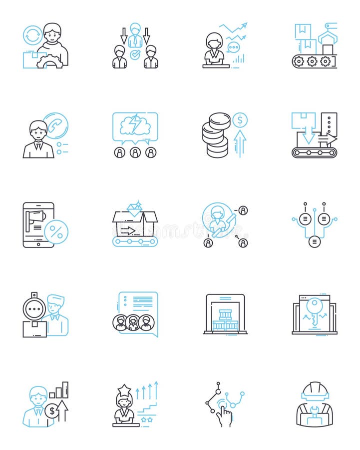 Service Delivery Linear Icons Set. Efficiency, Timeliness, Quality ...