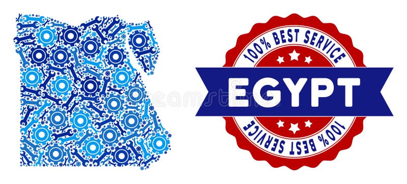 Composition Egypt Map of Service Tools Stock Vector - Illustration of ...