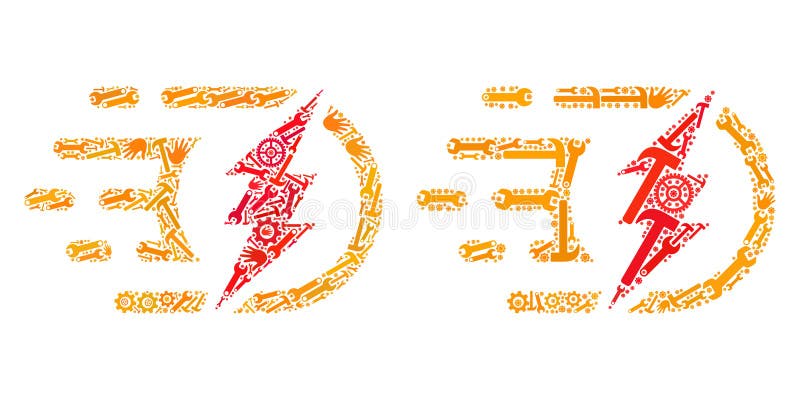 Collage Electrical Charge Icons of Service Tools Stock Vector ...