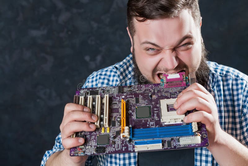Service Engineer Repair Computer Motherboard Stock Image - Image of ...