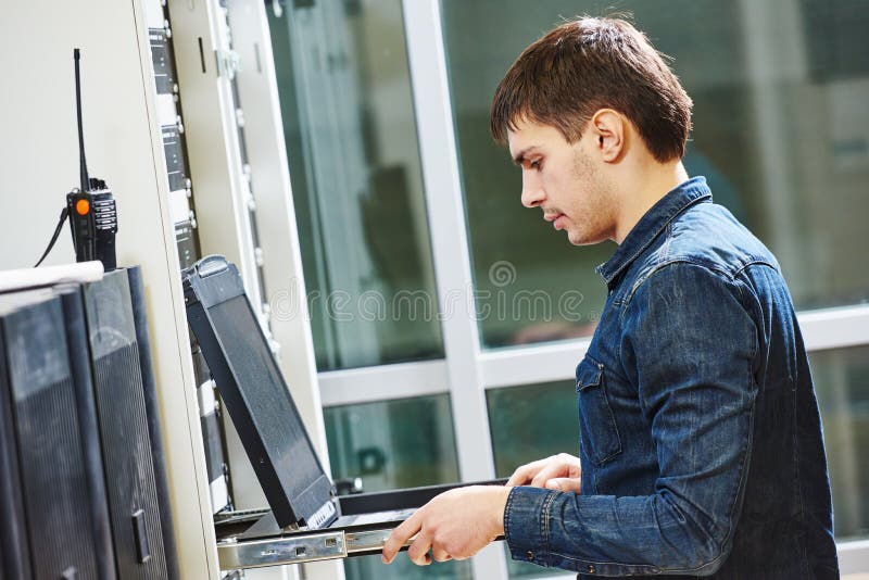 Service Engineer in Server Room Stock Photo - Image of information ...