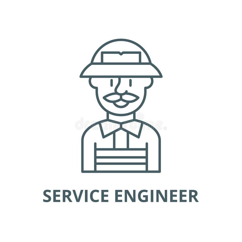 Service Engineer Vector Line Icon, Linear Concept, Outline Sign, Symbol ...