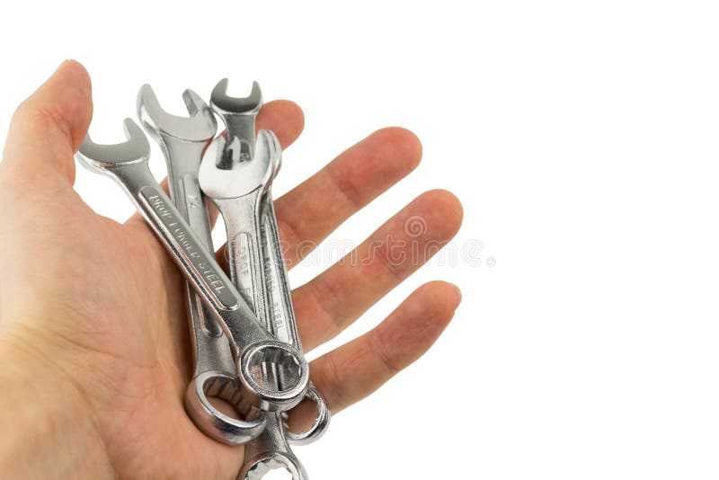 Service and Engineering Concept. Spanner Equipment Different Sizes Made ...