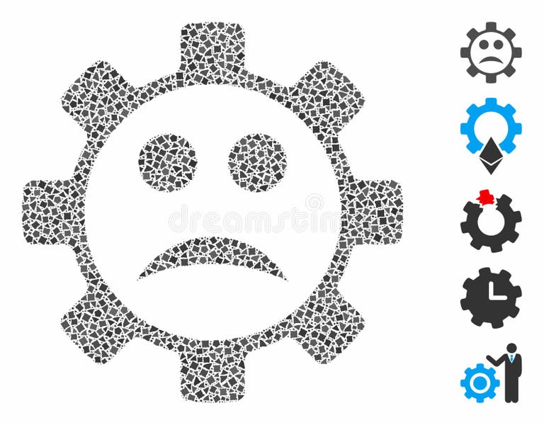 Service Gear Sad Smiley Composition Icon of Bumpy Items Stock Vector ...