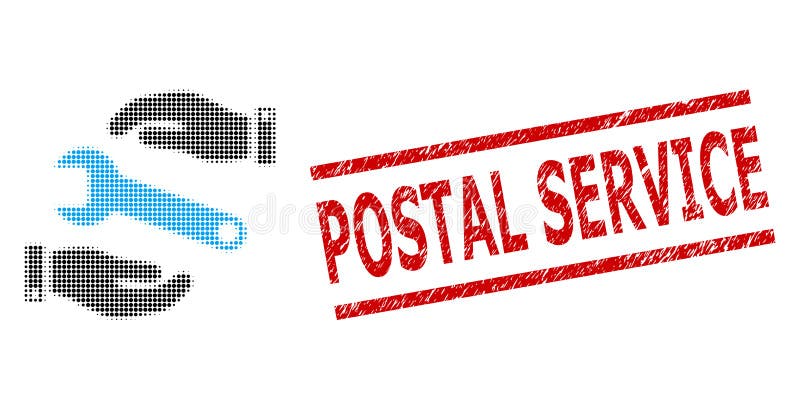 Distress Postal Service Seal Stamp and Halftone Dotted Service Stock ...