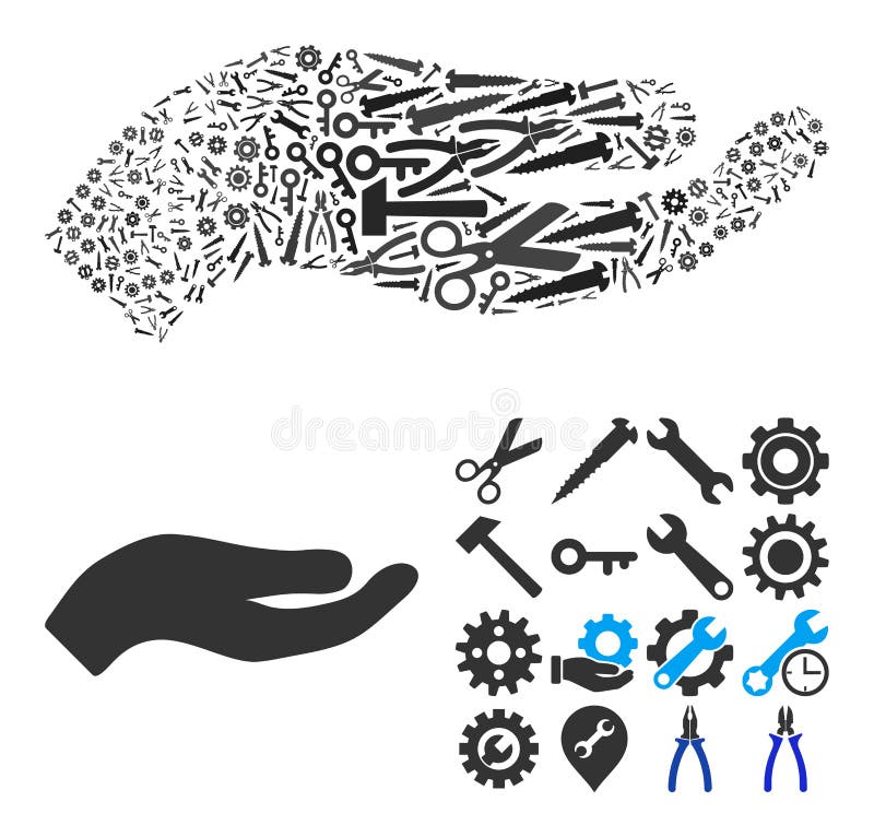 Composition Hand of Repair Tools Stock Vector - Illustration of ...