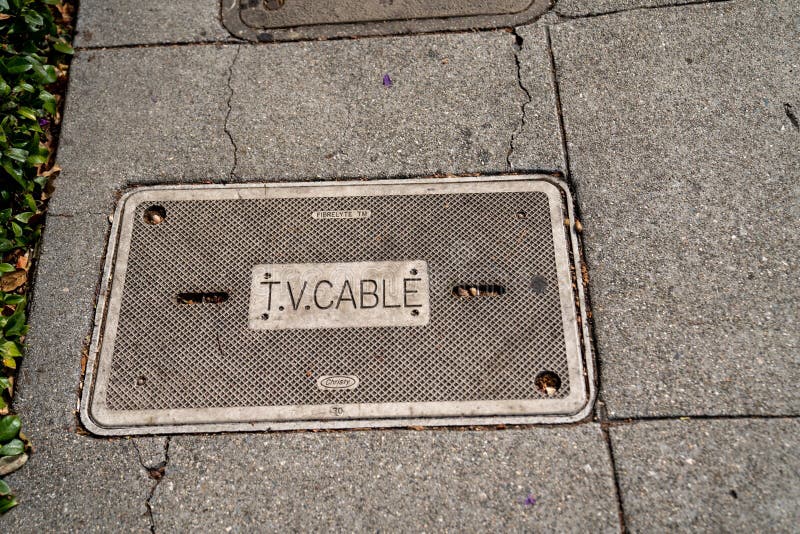 Service Hatch for Tv Television and Cable on Sidewalk Editorial Stock ...