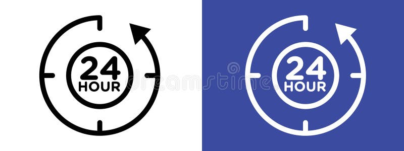 24/7 Service Icon for Around-the-Clock Availability, Customer Support ...