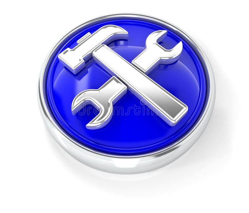 Service Icon on Glossy Blue Round Button Stock Illustration ...