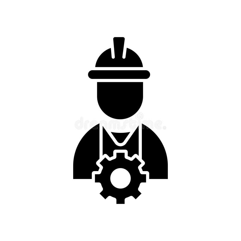 Service Icon Set.Contractor Worker with Helmet Vector Symbol in a Black ...