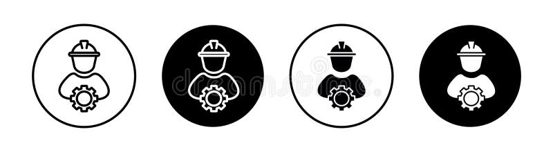 Service Icon Set.Contractor Worker with Helmet Vector Symbol in a Black ...